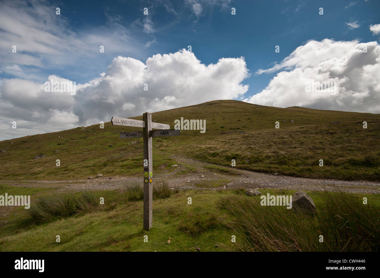 Bwlch-y-Ddeufaen mountain pass Carneddau range North Snowdonia view to ...
