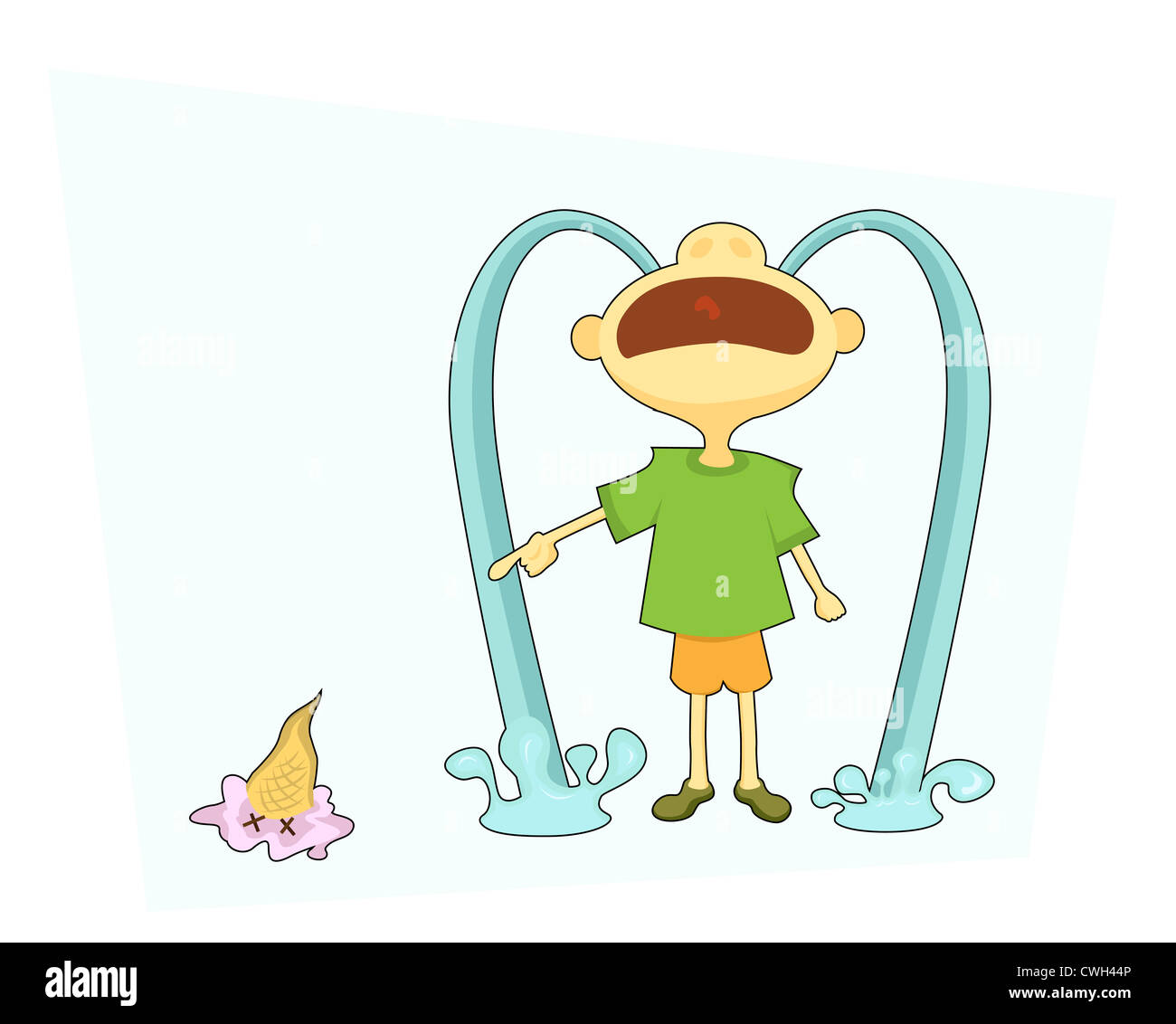 One kid crying for his wasted ice cream Stock Photo - Alamy