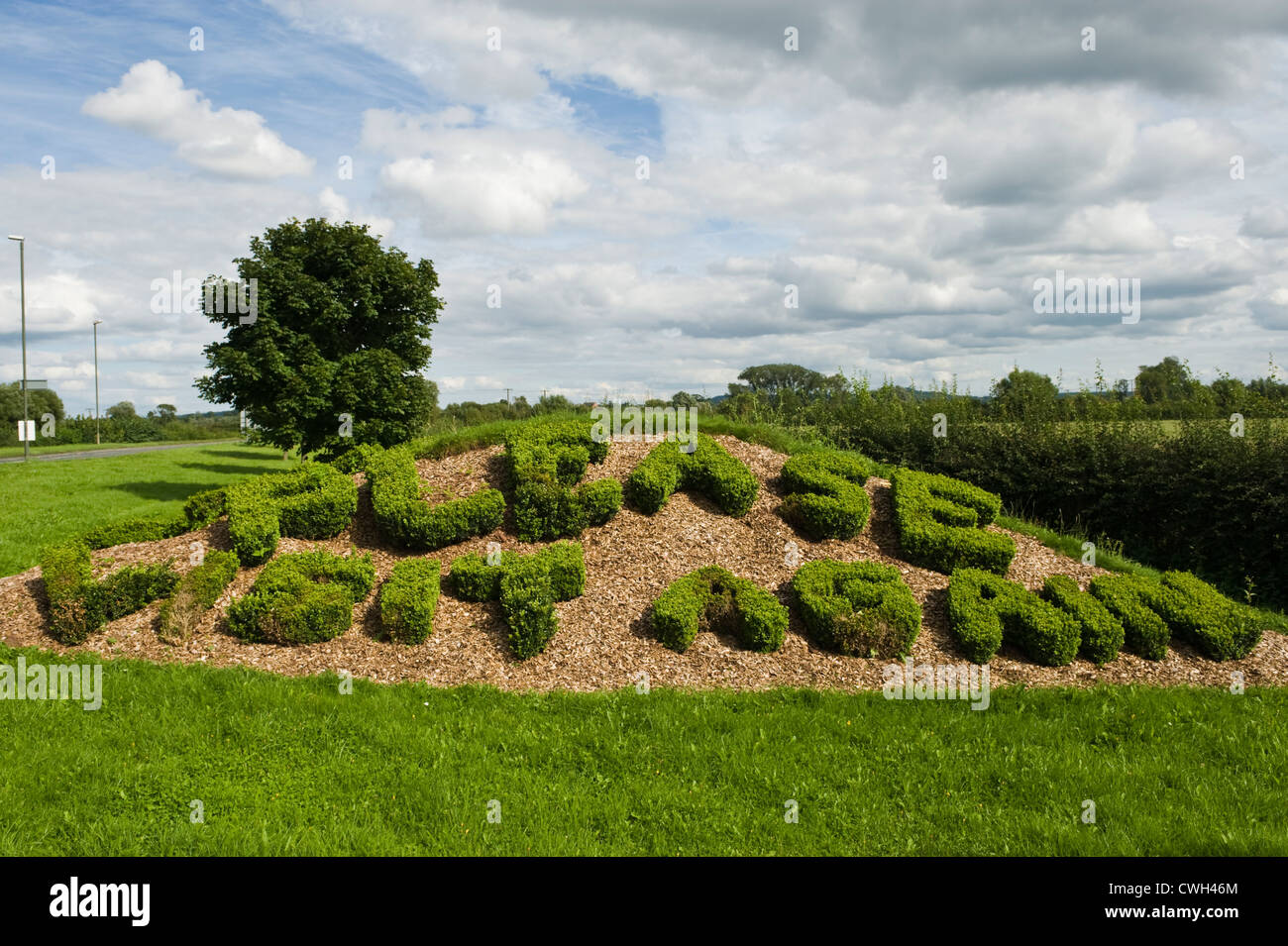 PLEASE VISIT AGAIN box hedge feature for visitors leaving Hereford ...