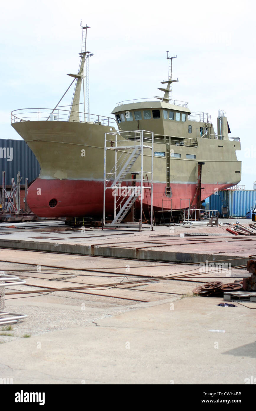 Denmark, fishing boat located at the shipyard Stock Photo - Alamy