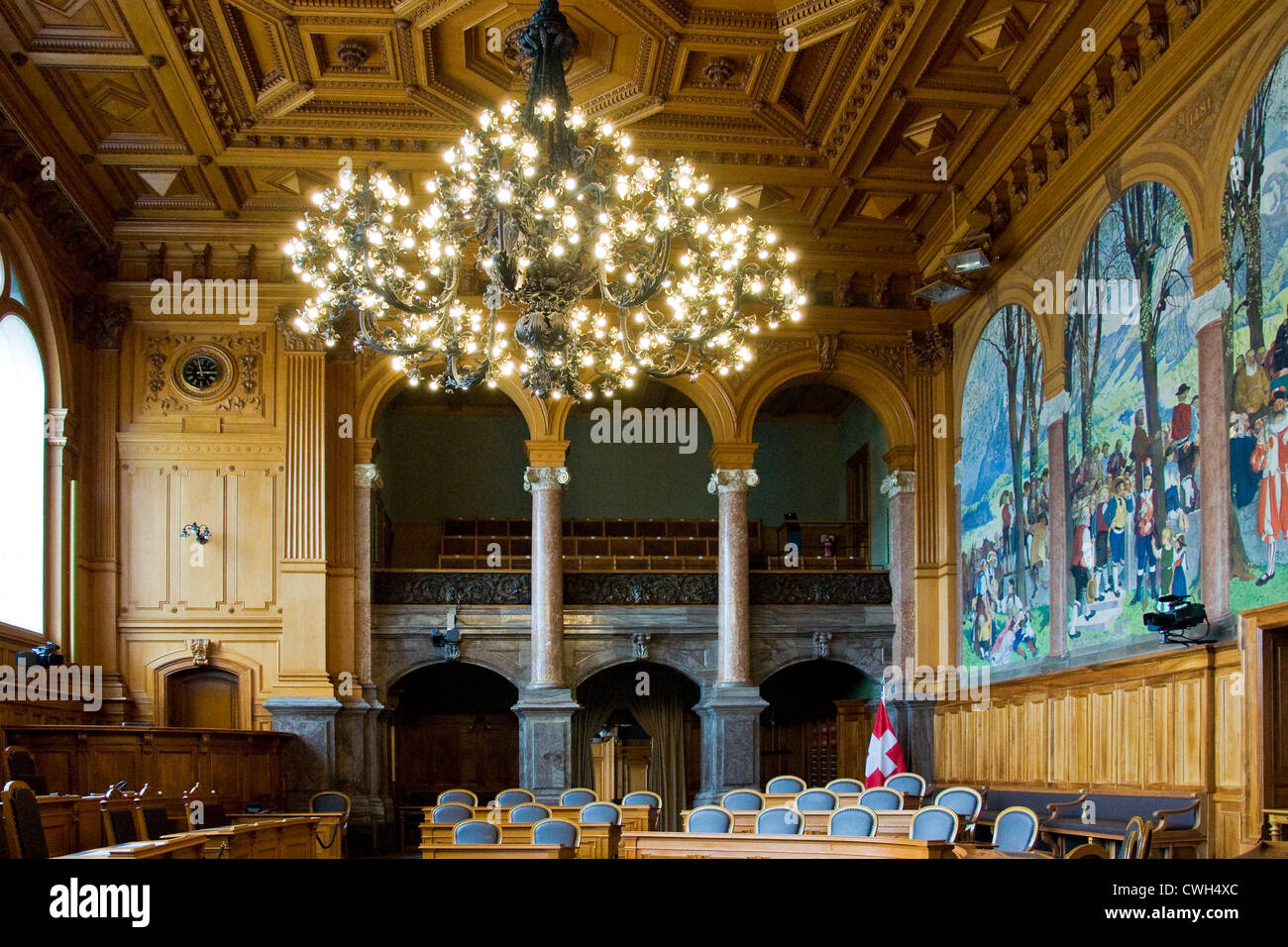 Switzerland, Canton Bern, Bern, Interior of the federal parliament ...