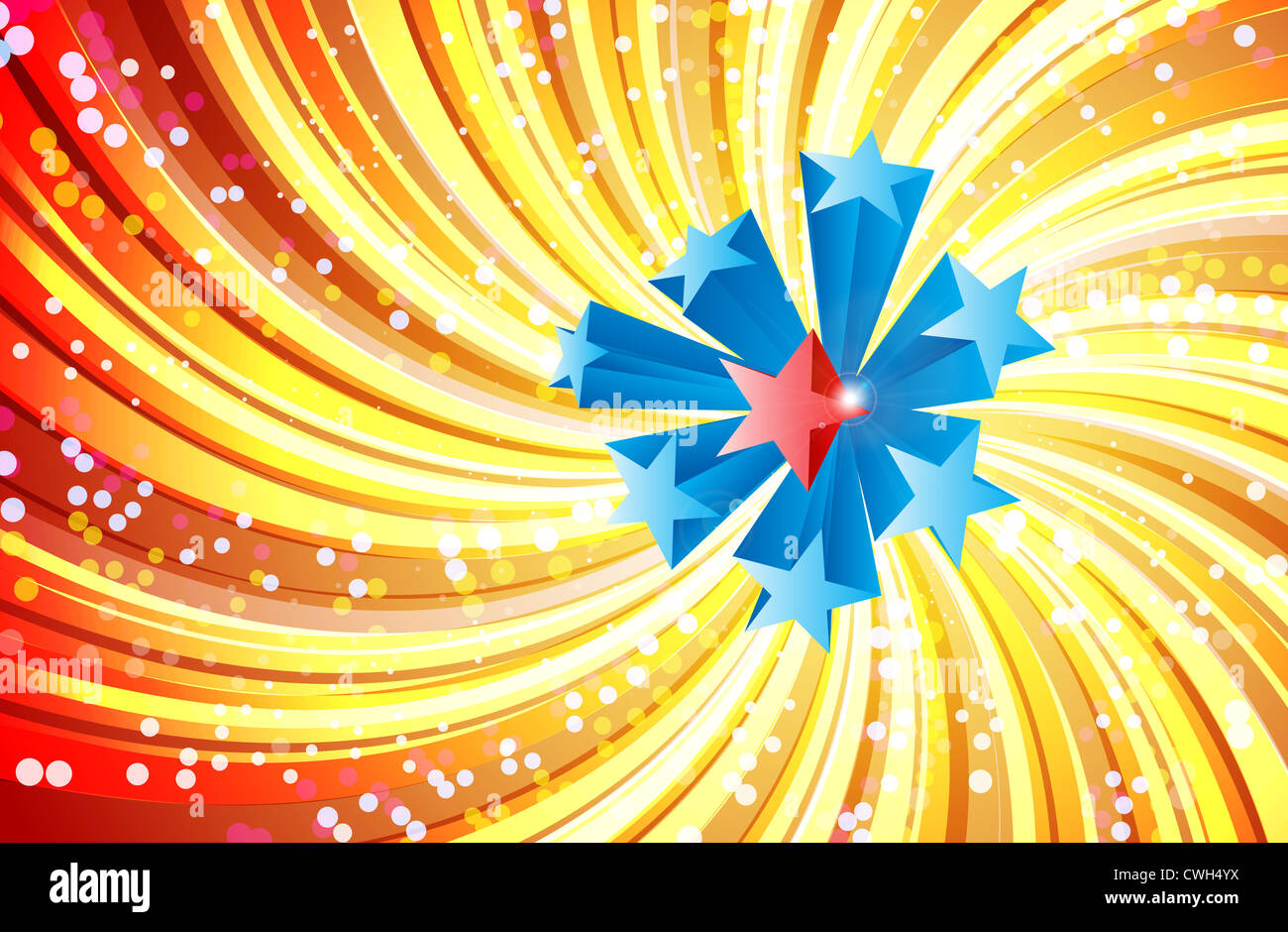 Background of glorious great stars with rays and more stars and ...