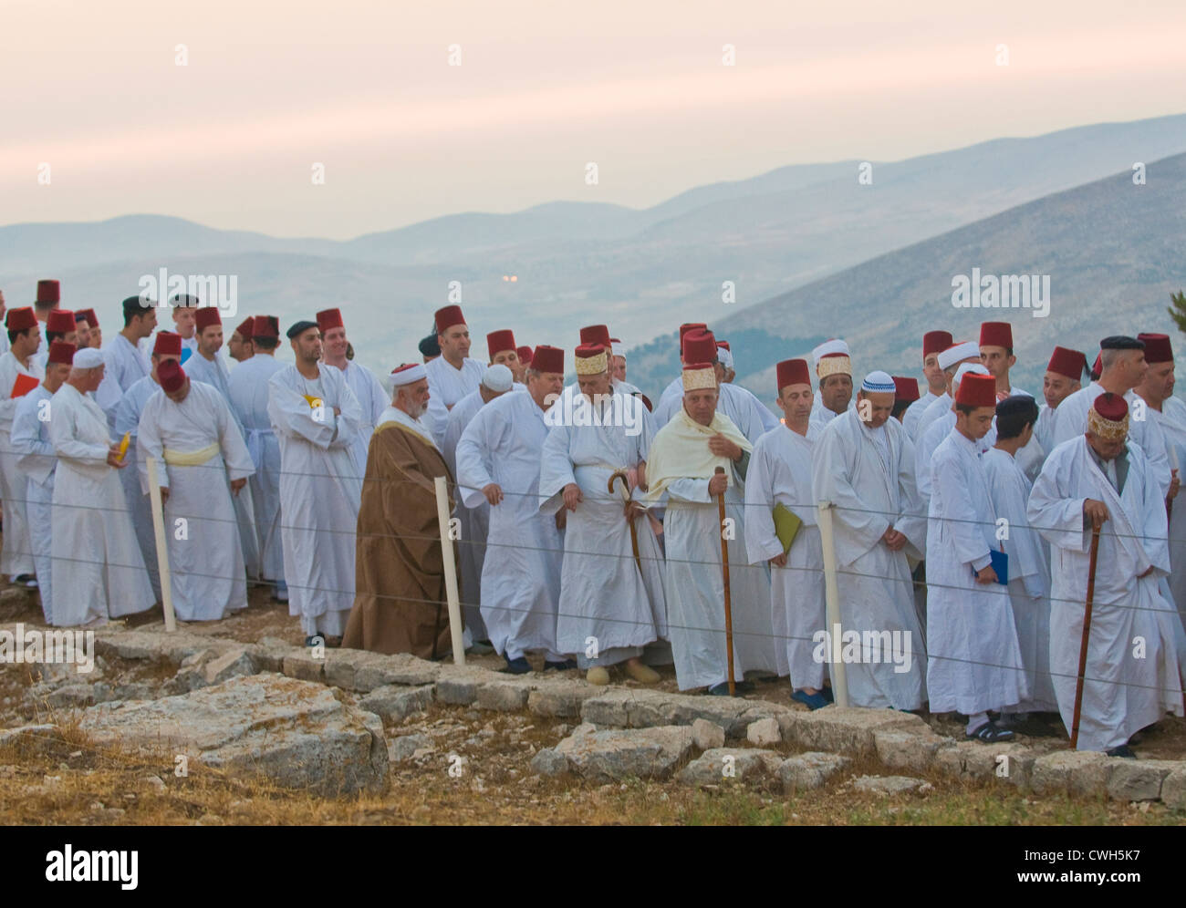 Members of the ancient Samaritan community prays during the holy day of ...