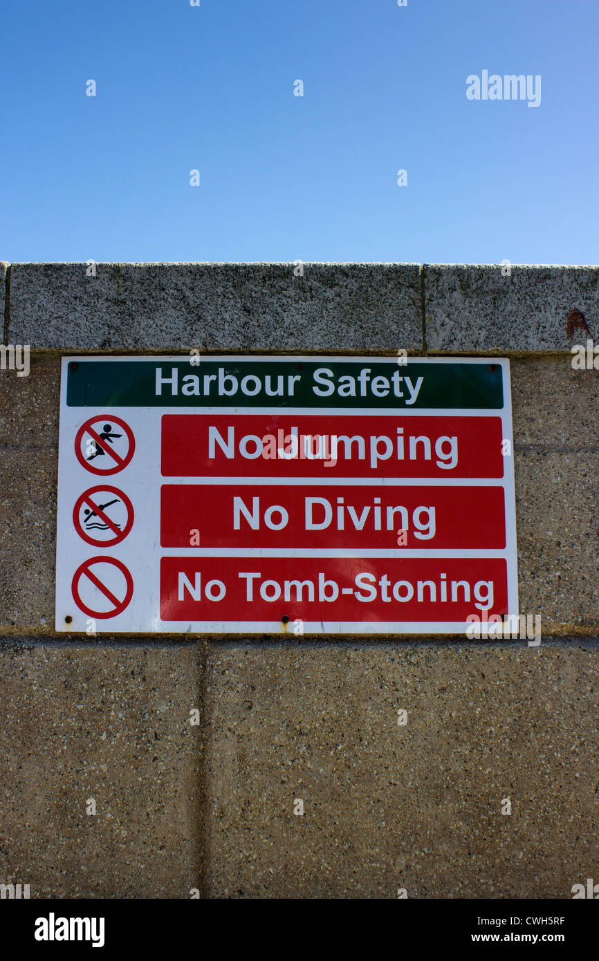 Harbour sign - Safety warning Stock Photo - Alamy