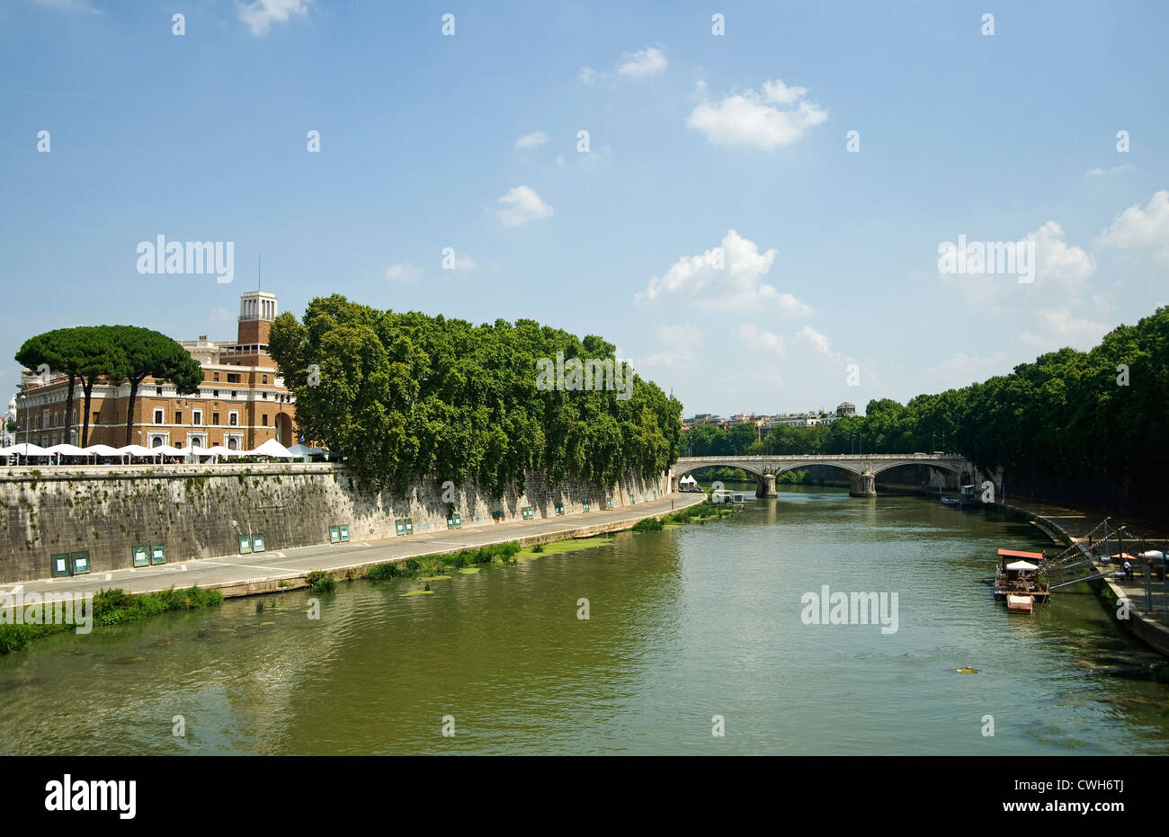 Rome, Italy - Isola Tiberina (Tiber Island) and Tiber river Stock Photo ...