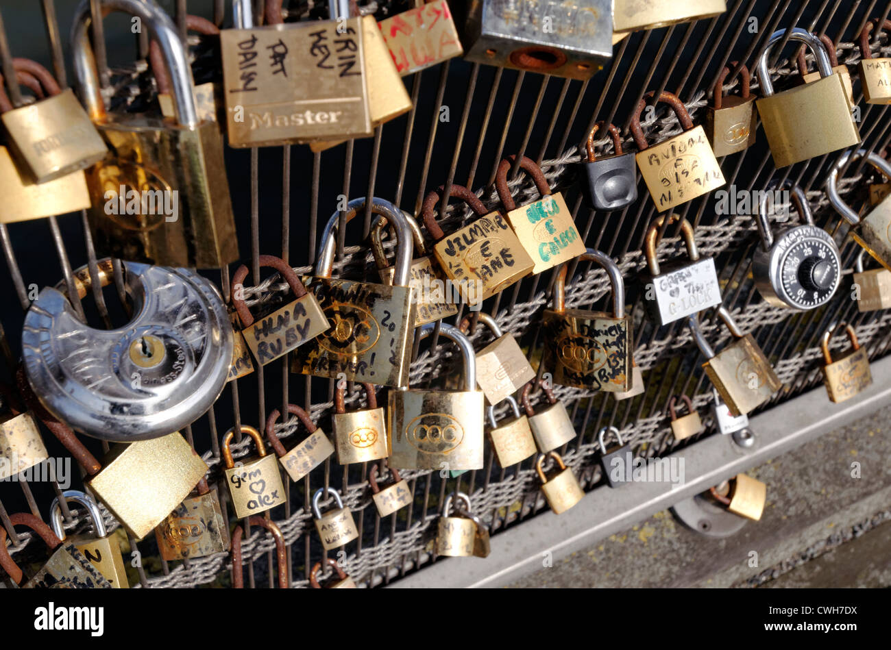 Locks in a bridge Stock Photo - Alamy