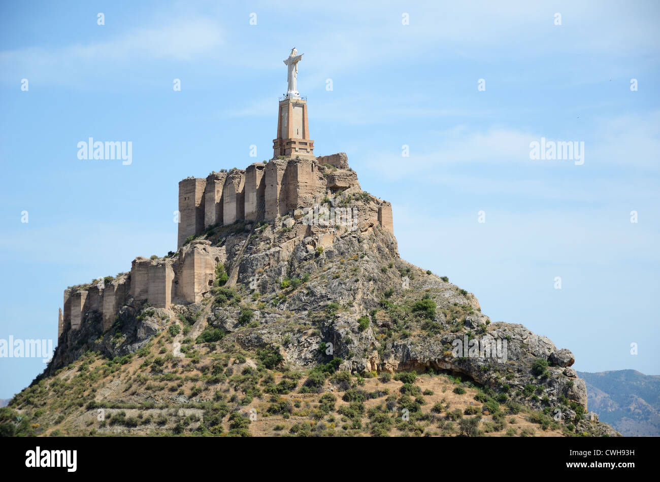 Steep hill of Monteagudo with Islamic castle Stock Photo - Alamy