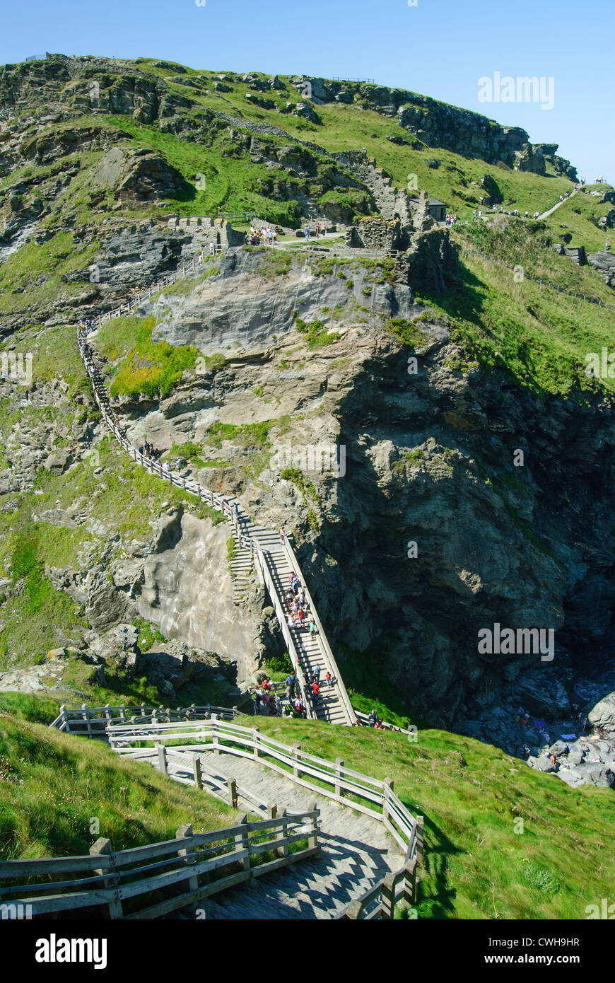 remains Of King Arthurs castle at Tintagel, Cornwall, England Stock ...