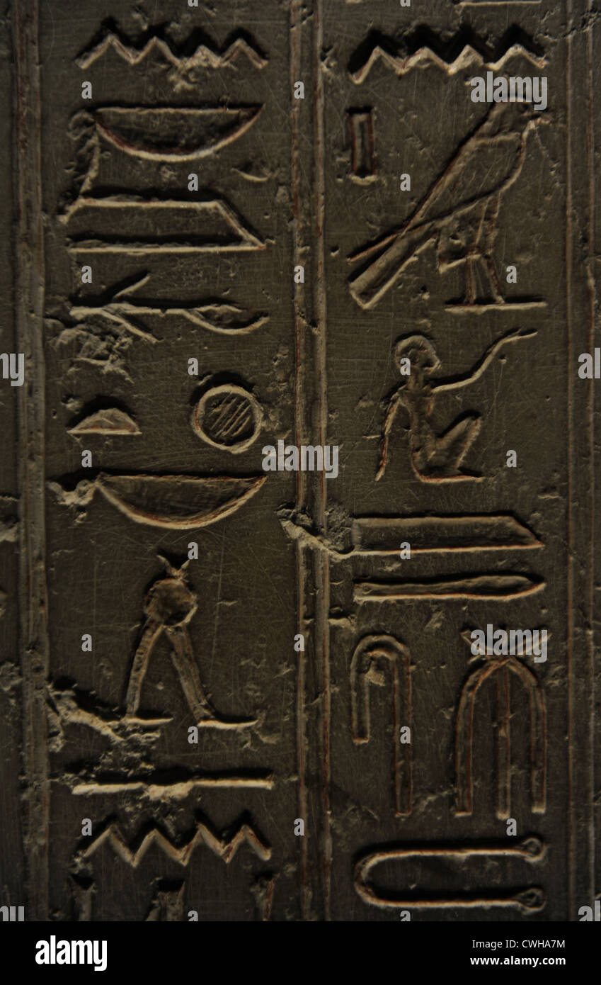 Egyptian Art. Sarcophagus of Nesi-Hor. C. 200 B.C. Detail. Hieroglyphic ...