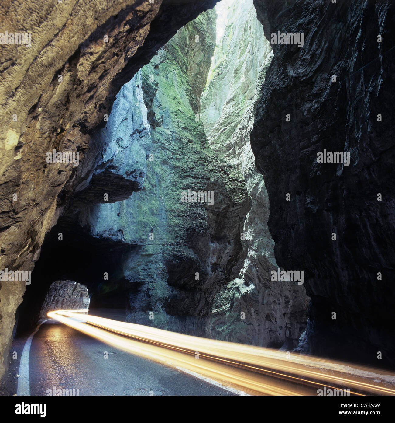 Tremosine road between Porto and the Tremosine Pieve with light trails ...