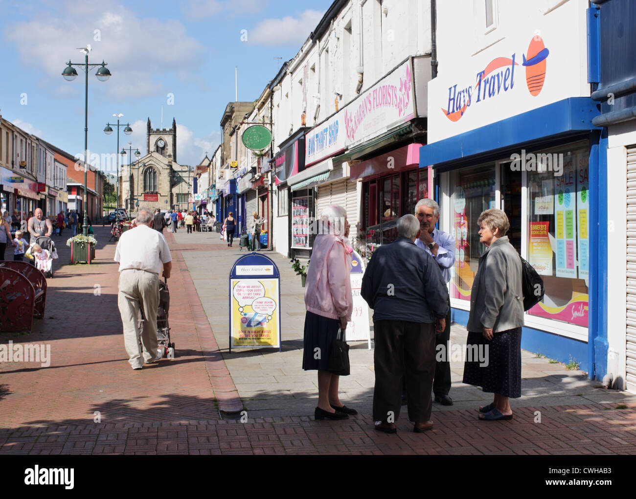 People shopping and talking Church Street, Seaham, north east England ...