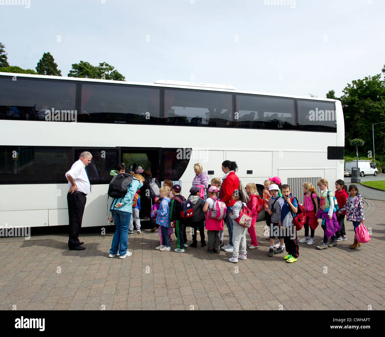 Special coach for children on their school day out Stock Photo - Alamy