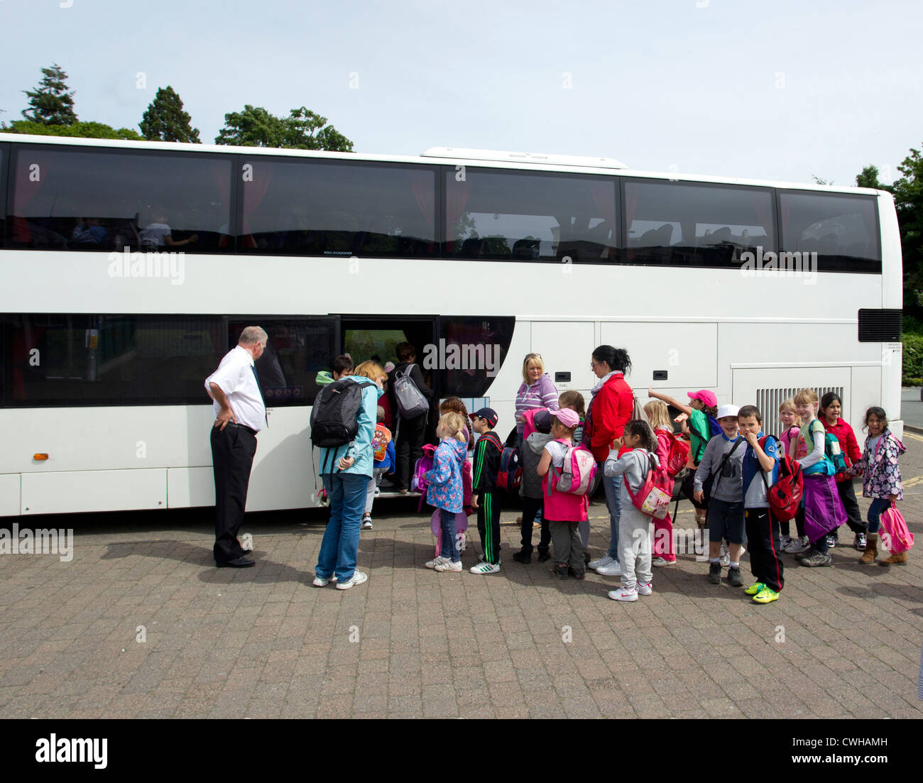 Special coach for children on their school day out Stock Photo - Alamy