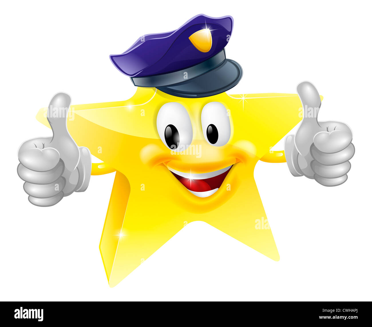 Star policeman cartoon of a star police character smiling and doing a ...
