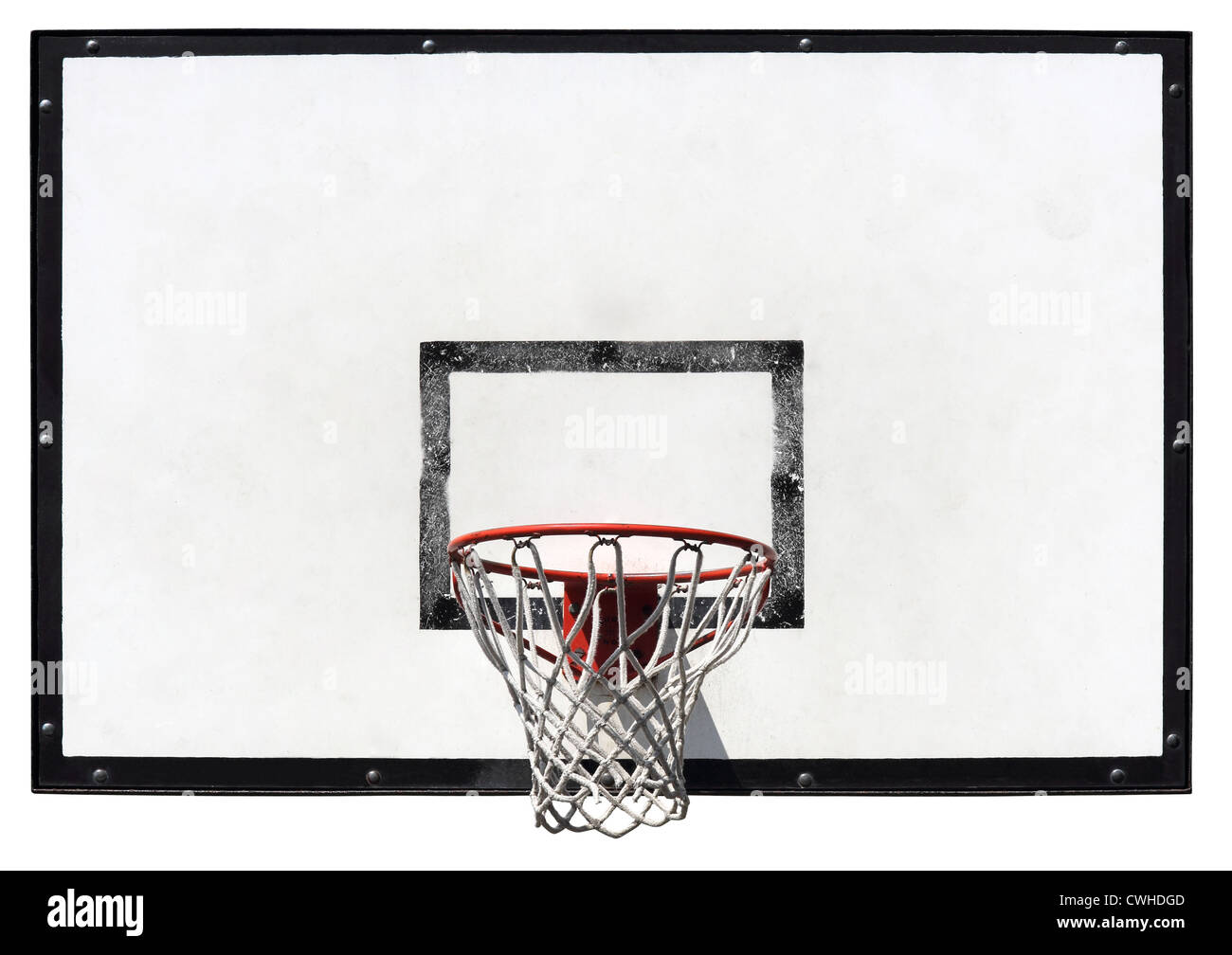 Basketball backboard on the school basketball court isolated on white ...