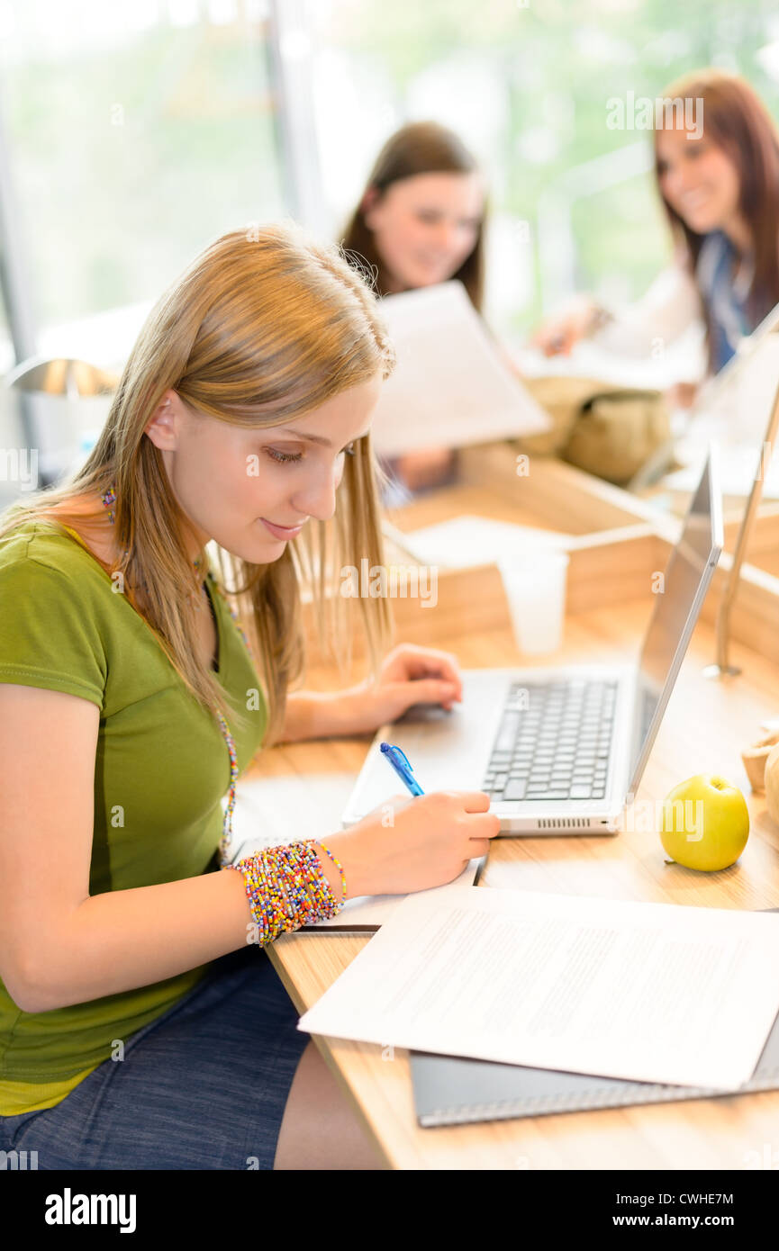 Students group working on computer at study room high school Stock ...