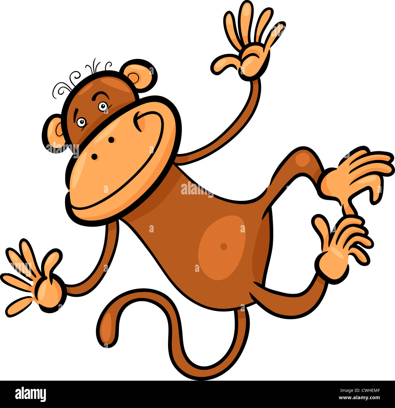 Cartoon Humorous Illustration of Cute Funny Monkey Stock Photo - Alamy