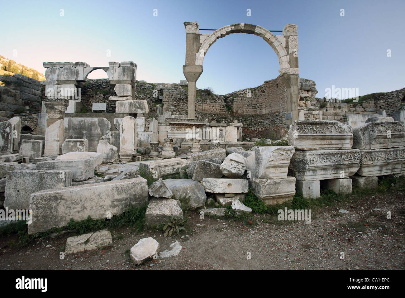 Ephesus ruins of the city on the Curetes Street Stock Photo - Alamy
