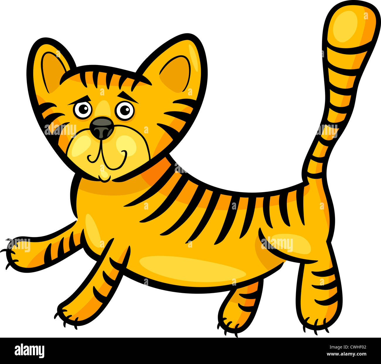 Cartoon Humorous Illustration of Cute Little Tiger Stock Photo - Alamy