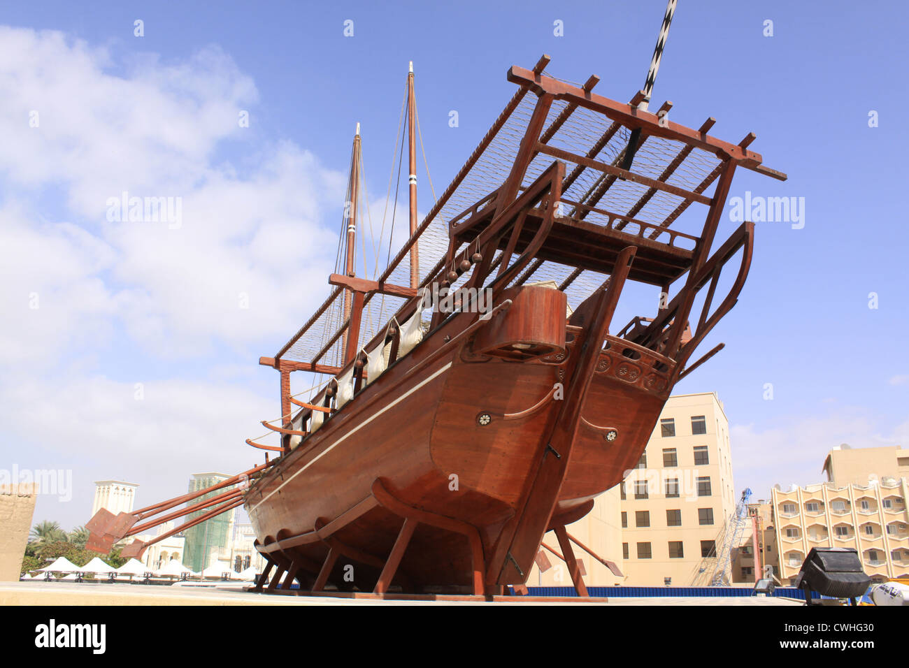 Emirates. Dubai. Museum Al Fahidi Fort. Ship -monument Stock Photo - Alamy
