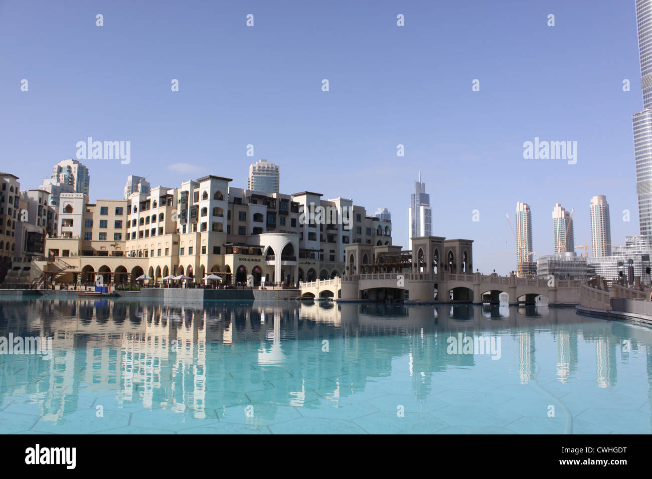 Emirates. Dubai. Pool near the Burj Dubai Stock Photo - Alamy