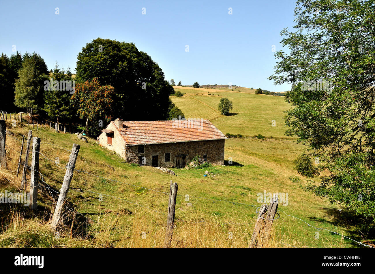farm in Forez Puy de Dome Auvergne Massif Central France Stock Photo ...