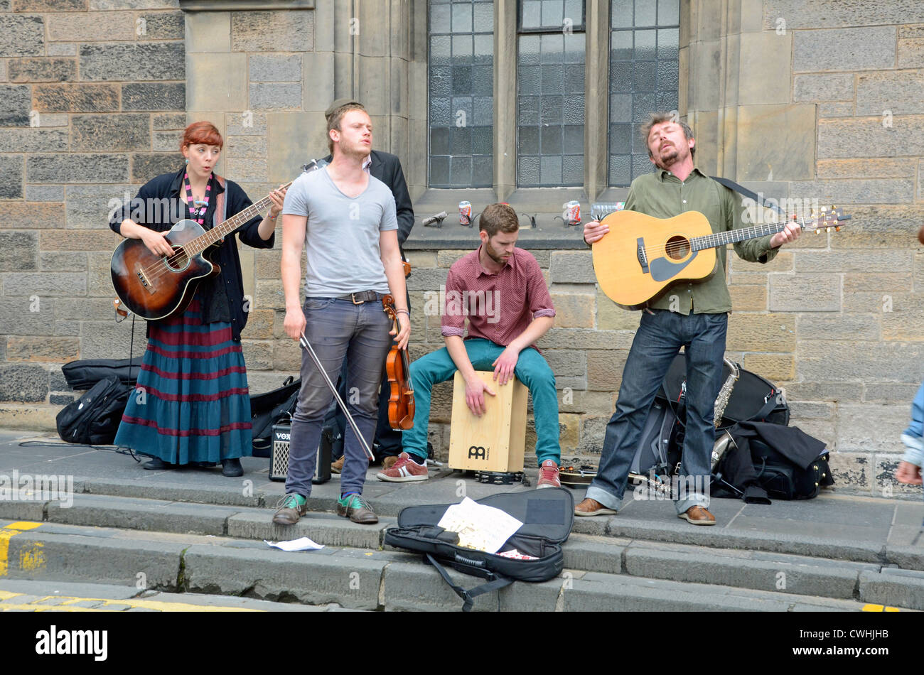 Group performing, Edinburgh, Scotland Stock Photo - Alamy
