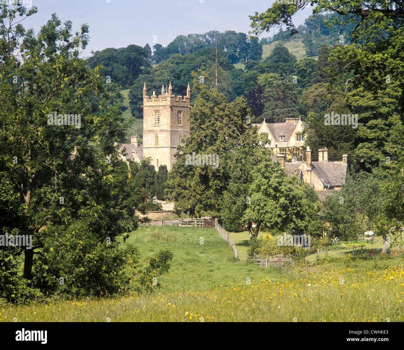 St Peters church and Stanway House in the Cotswold village of Stanway ...