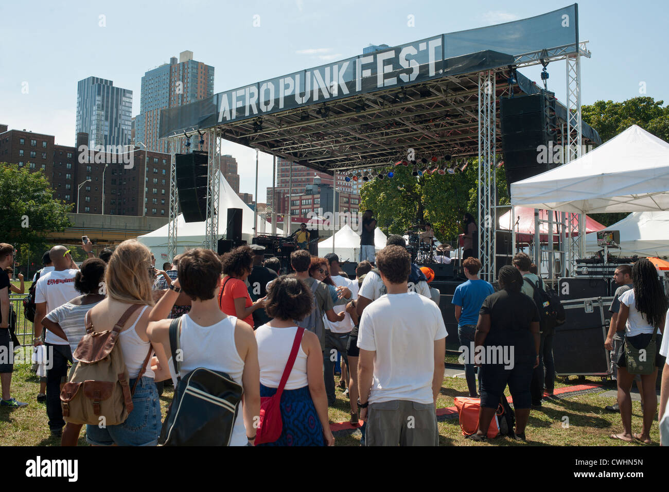 Visitors to the AfroPunk Festival in Commodore Barry Park in Brooklyn ...