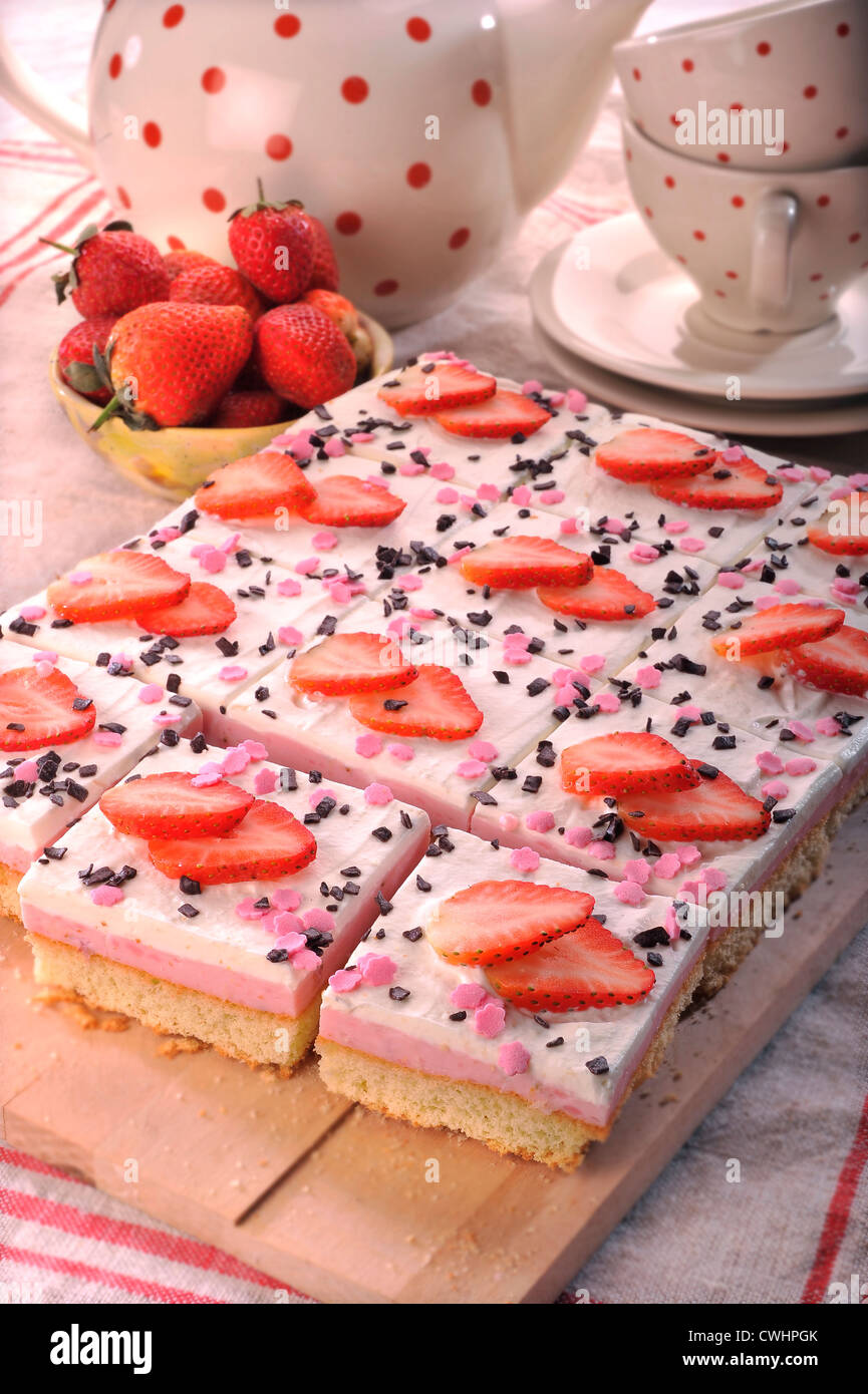 Color Cake with Strawberries Stock Photo - Alamy