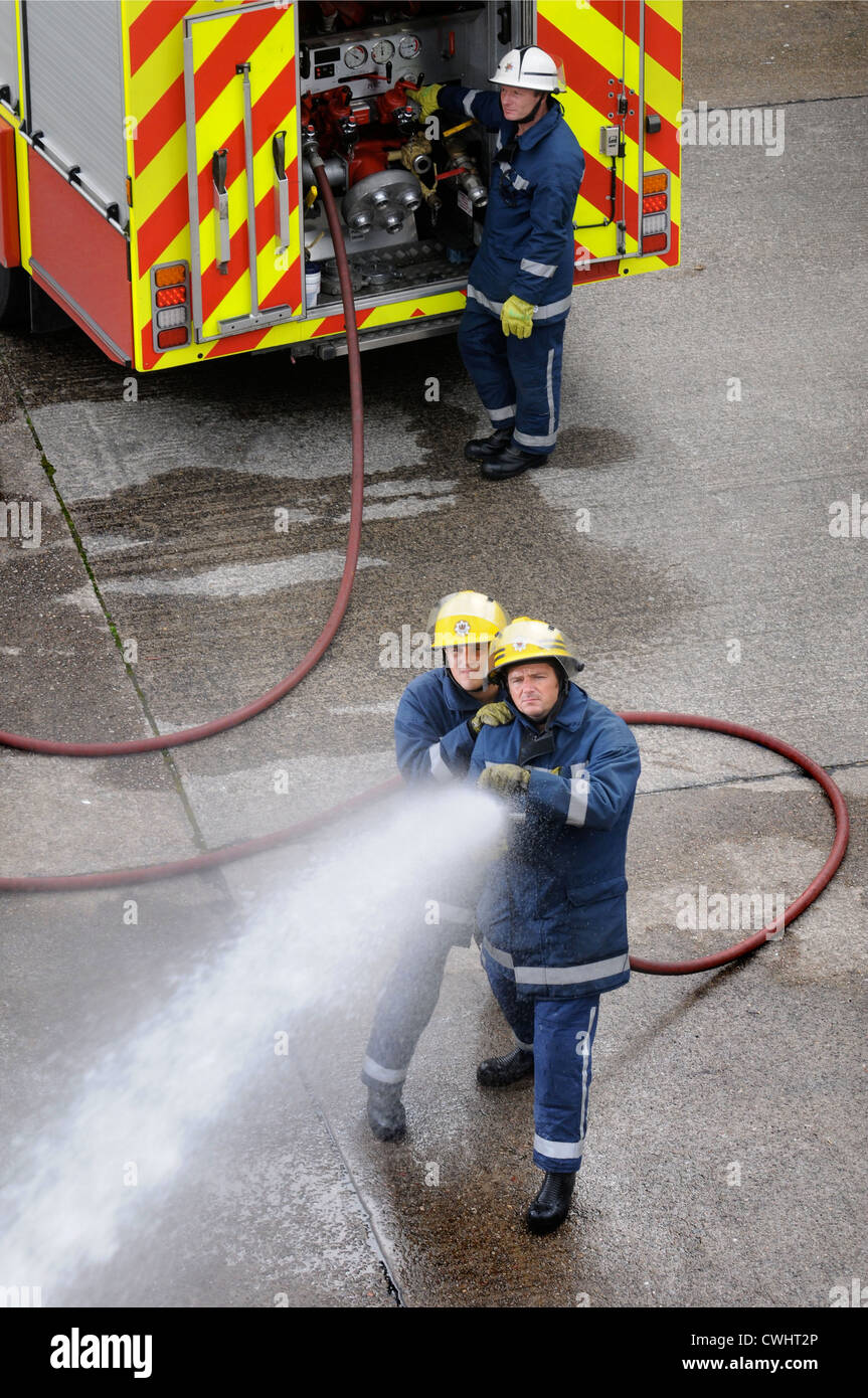 Firemen of white watch at Pontypridd Fire Station in South Wales UK ...