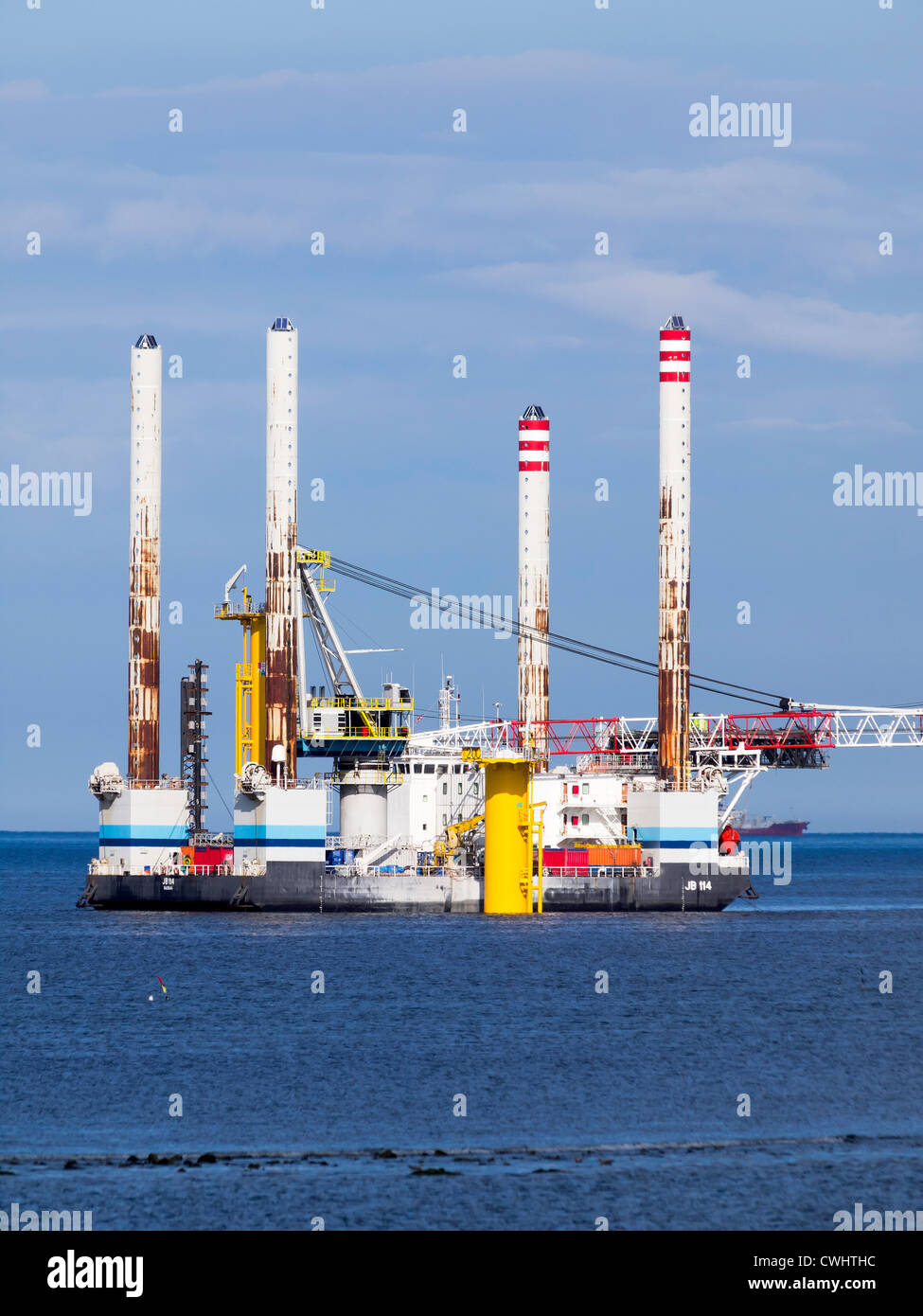 Jack Up vessel JB114 installing substructure transition pieces at ...