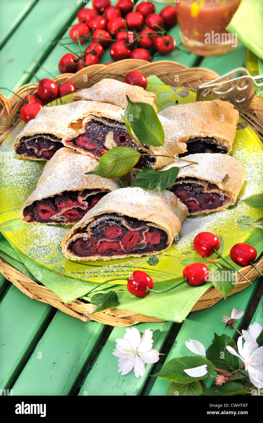 Cherry strudel with poppy hi-res stock photography and images - Alamy