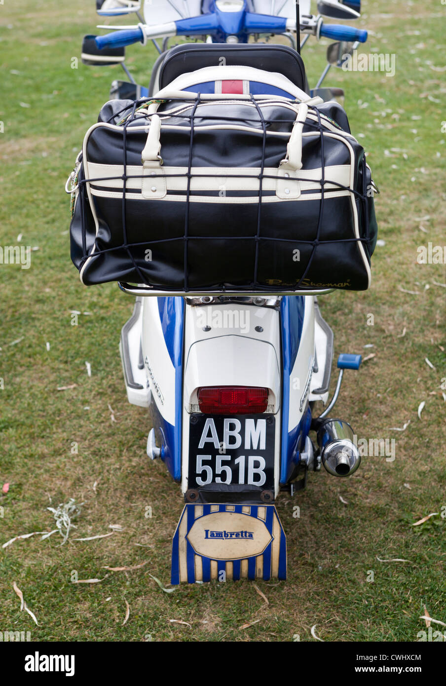 Classic Lambretta Scooter with luggage on Rear Rack Stock Photo - Alamy