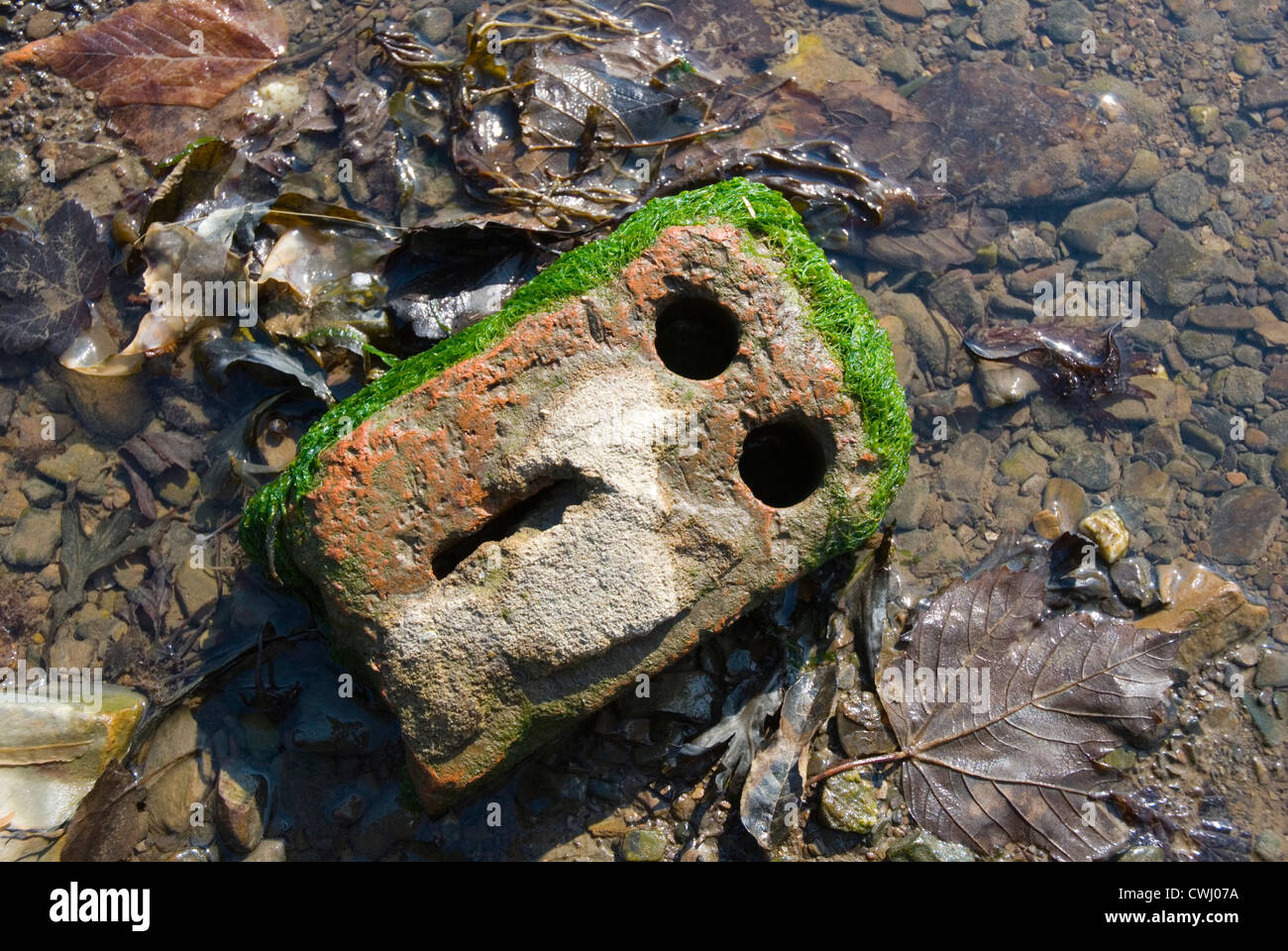 Old brick with 'face' Stock Photo - Alamy