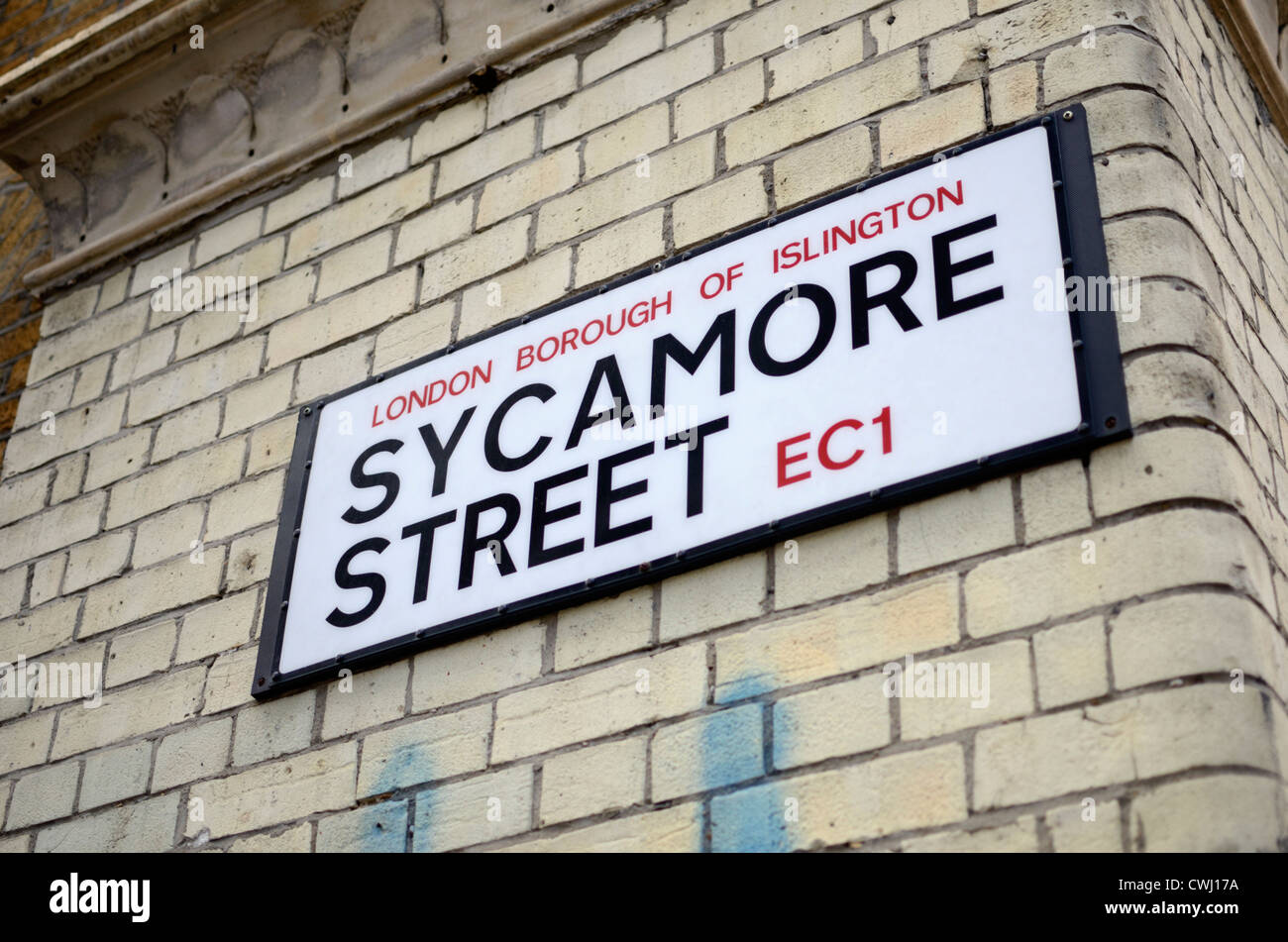 Sycamore Street EC1 street sign, City of London, London, England Stock ...