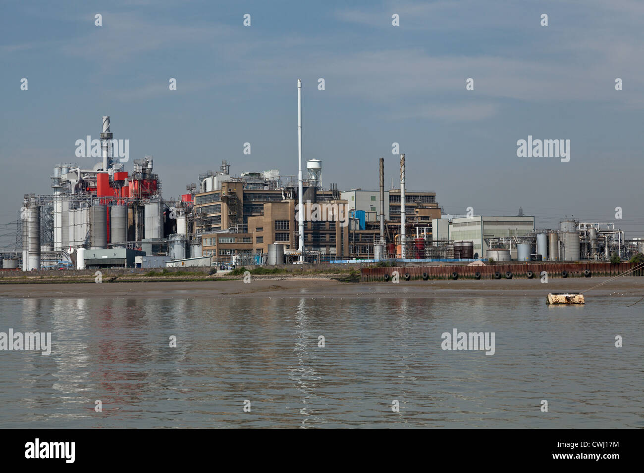 Chemical factory by the River Thames near Tilbury Dock in Kent Stock ...