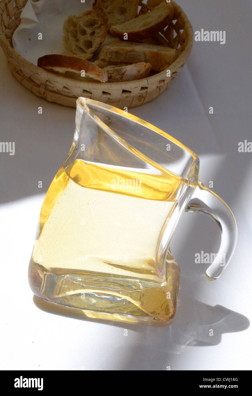 Italian glass jug on table Stock Photo - Alamy