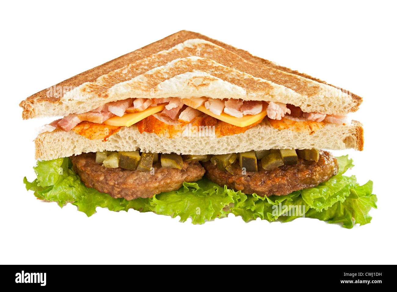 three-cornered sandwich with cutlet Stock Photo - Alamy