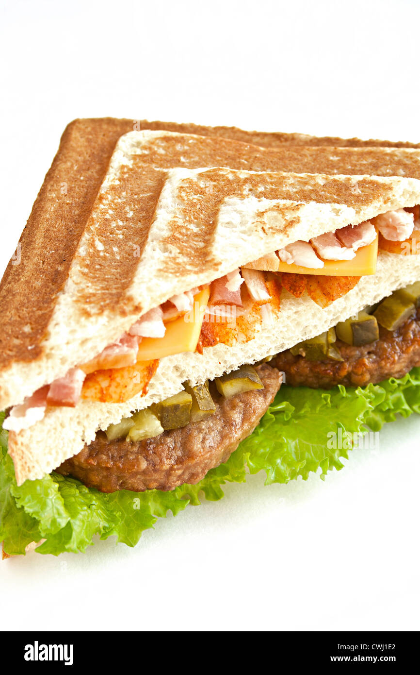 three-cornered sandwich with cutlet Stock Photo - Alamy