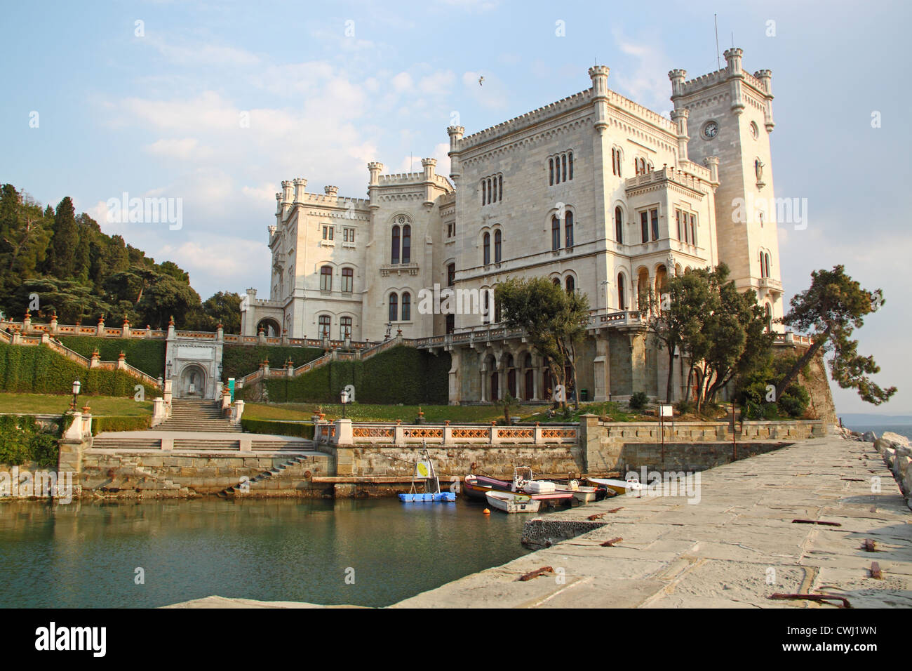 The Miramare Castle in Trieste Italy in an ornamental garden Stock ...
