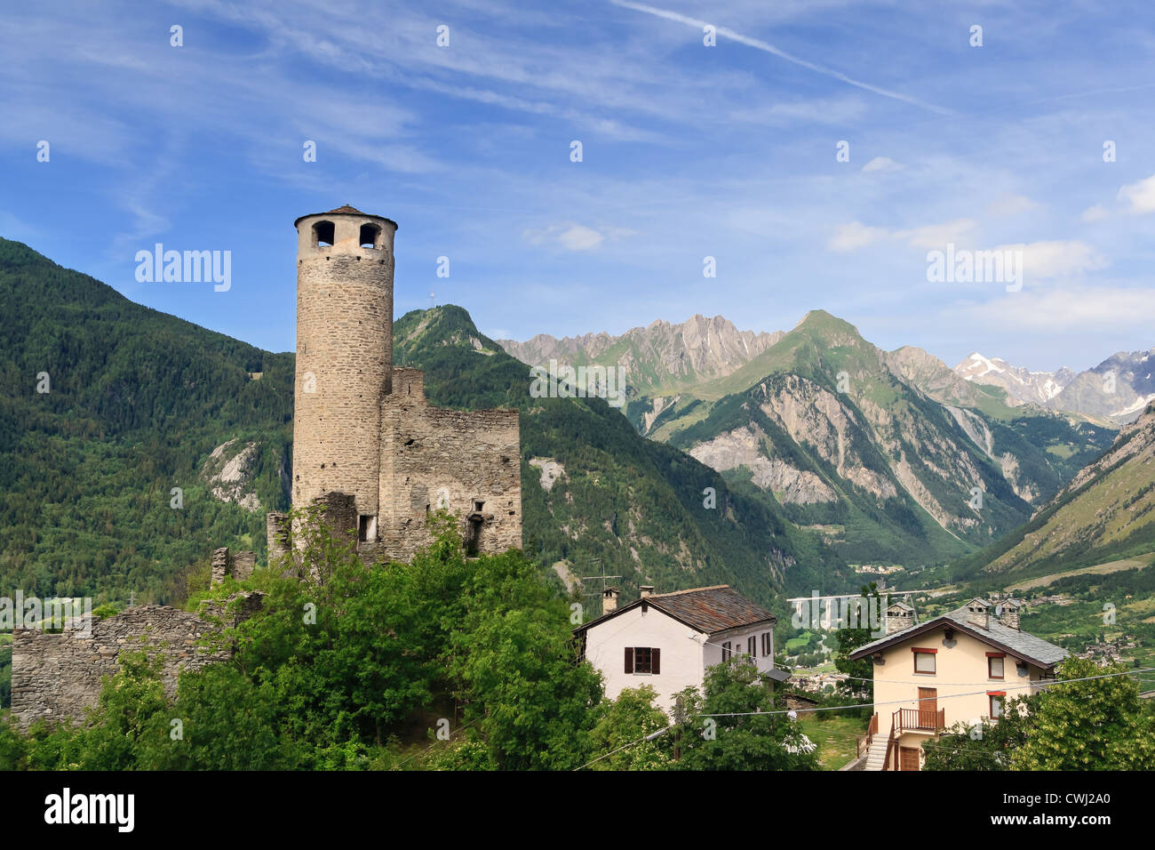 ruins of Chatelard castle in Aosta Valley, Italy Stock Photo - Alamy