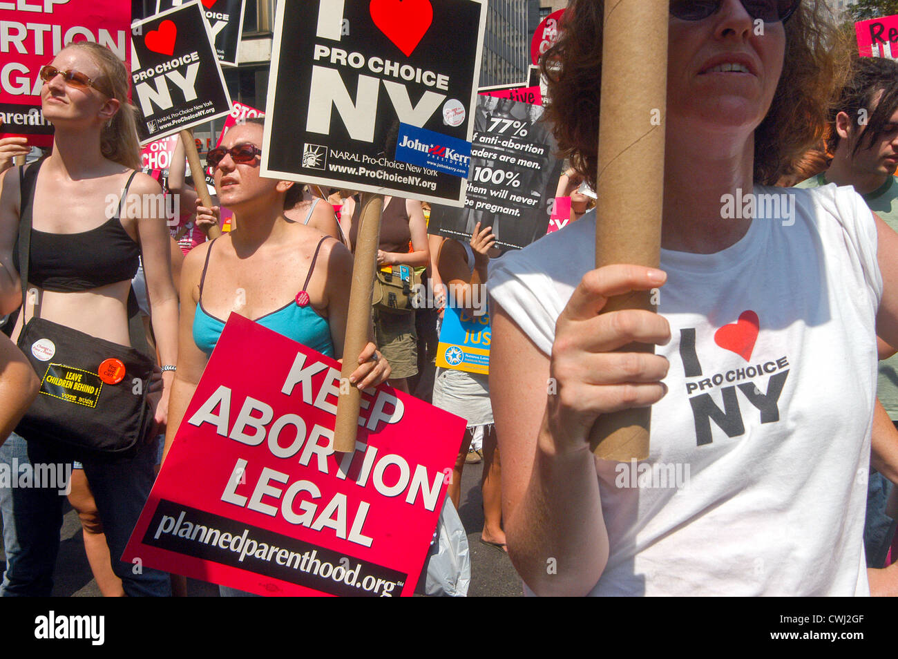 New York, NY - Pro Choice advocates march across the Brooklyn Bridge to ...