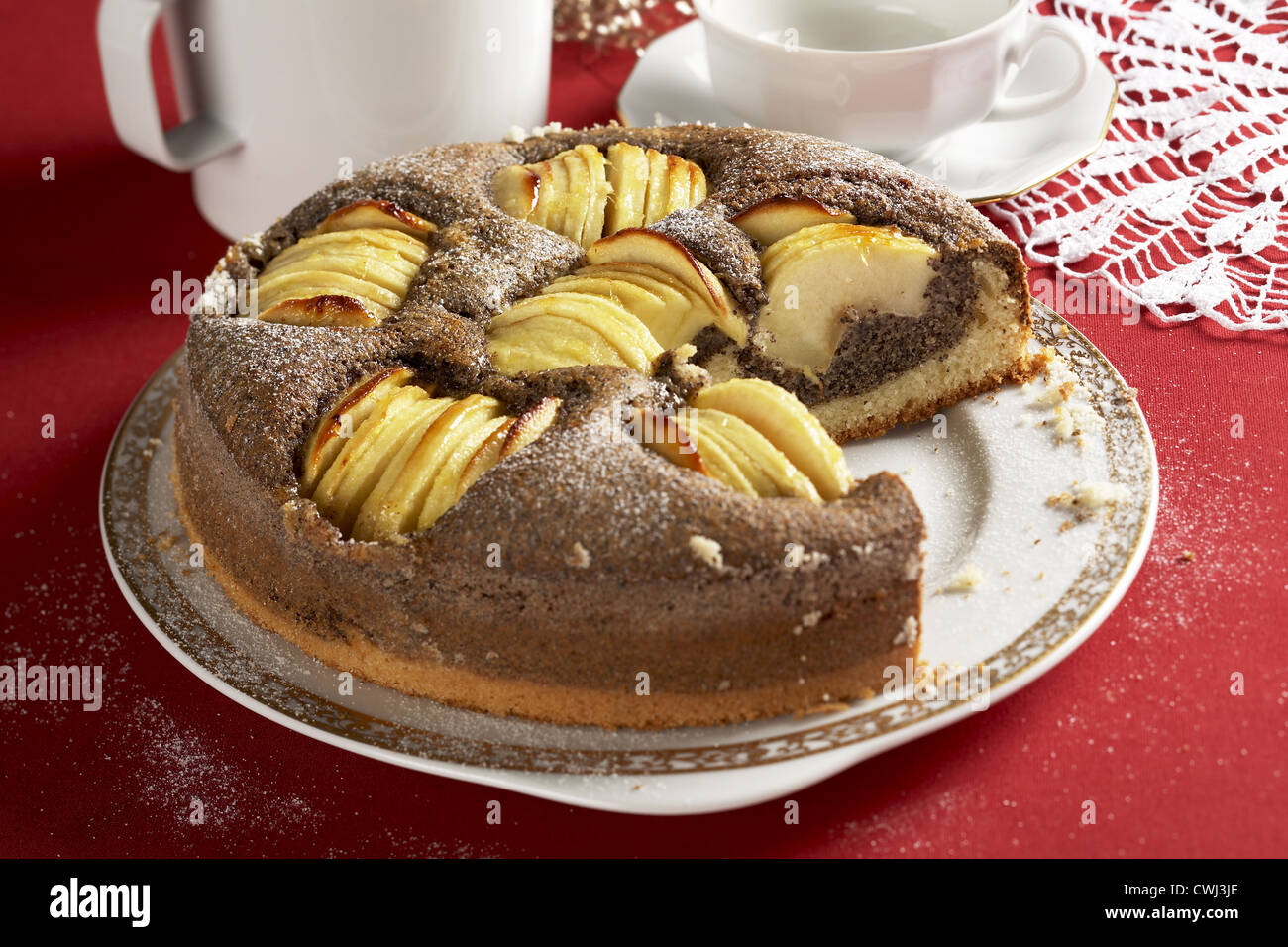 Poppy Cake with Apples Stock Photo - Alamy