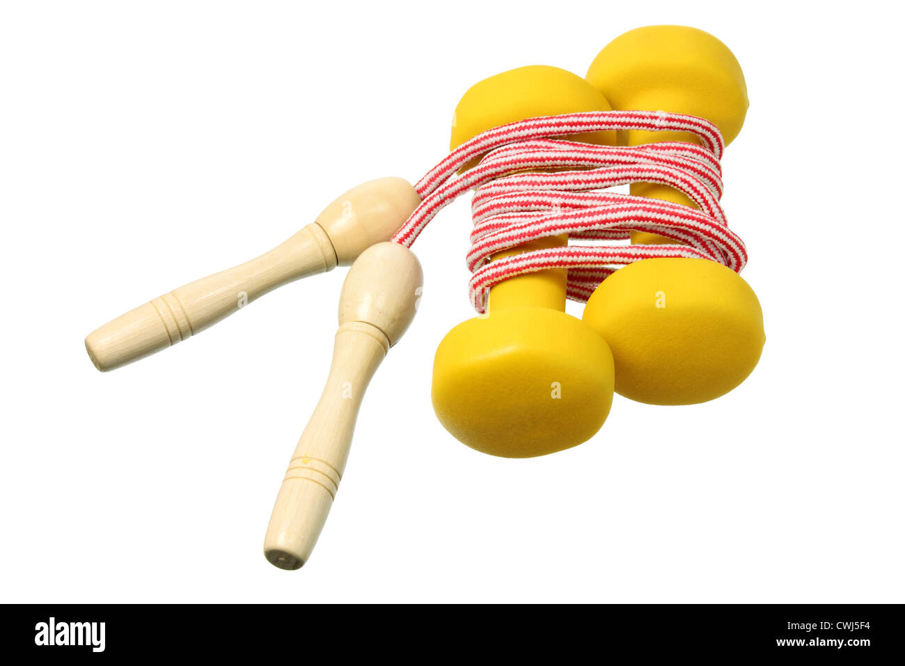 Dumb Bells and Skipping Rope Stock Photo - Alamy