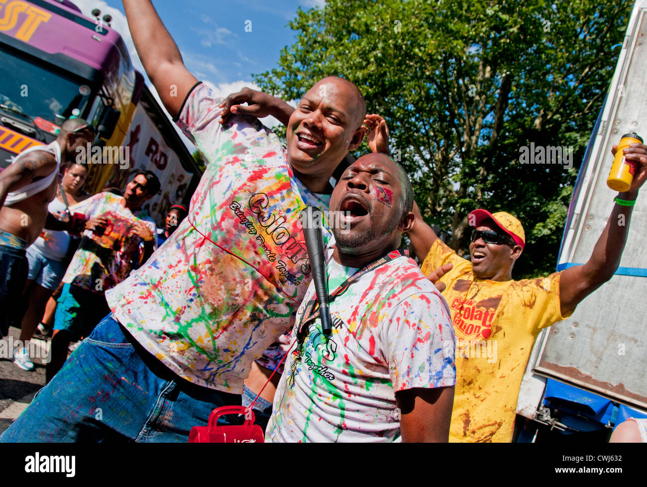 Participants shouting and singing at Annual Notting Hill Carnival 2012 ...