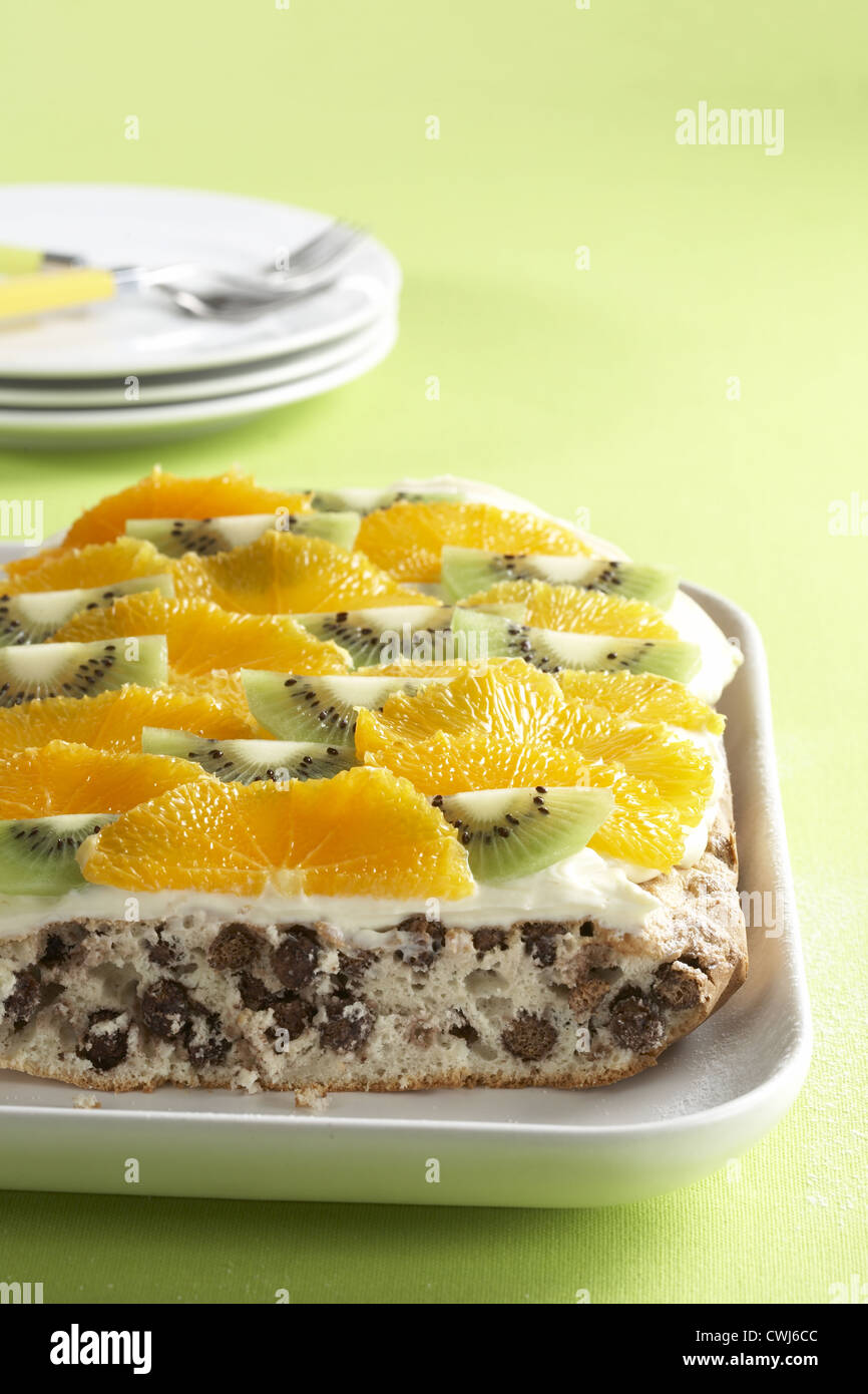 Sponge Cake with Fruits Stock Photo - Alamy