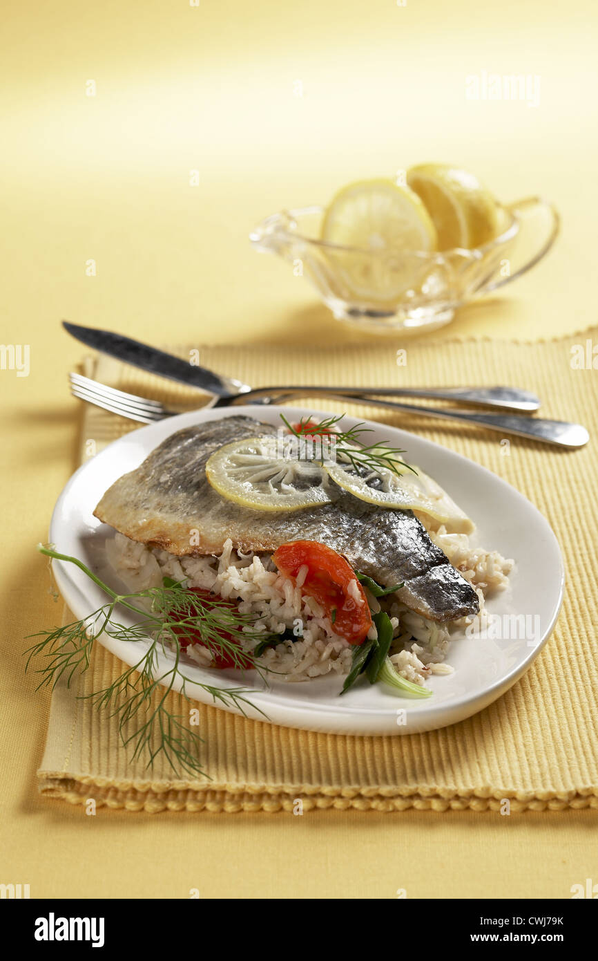 Stewed Fish with Vegetable and Rice Stock Photo - Alamy