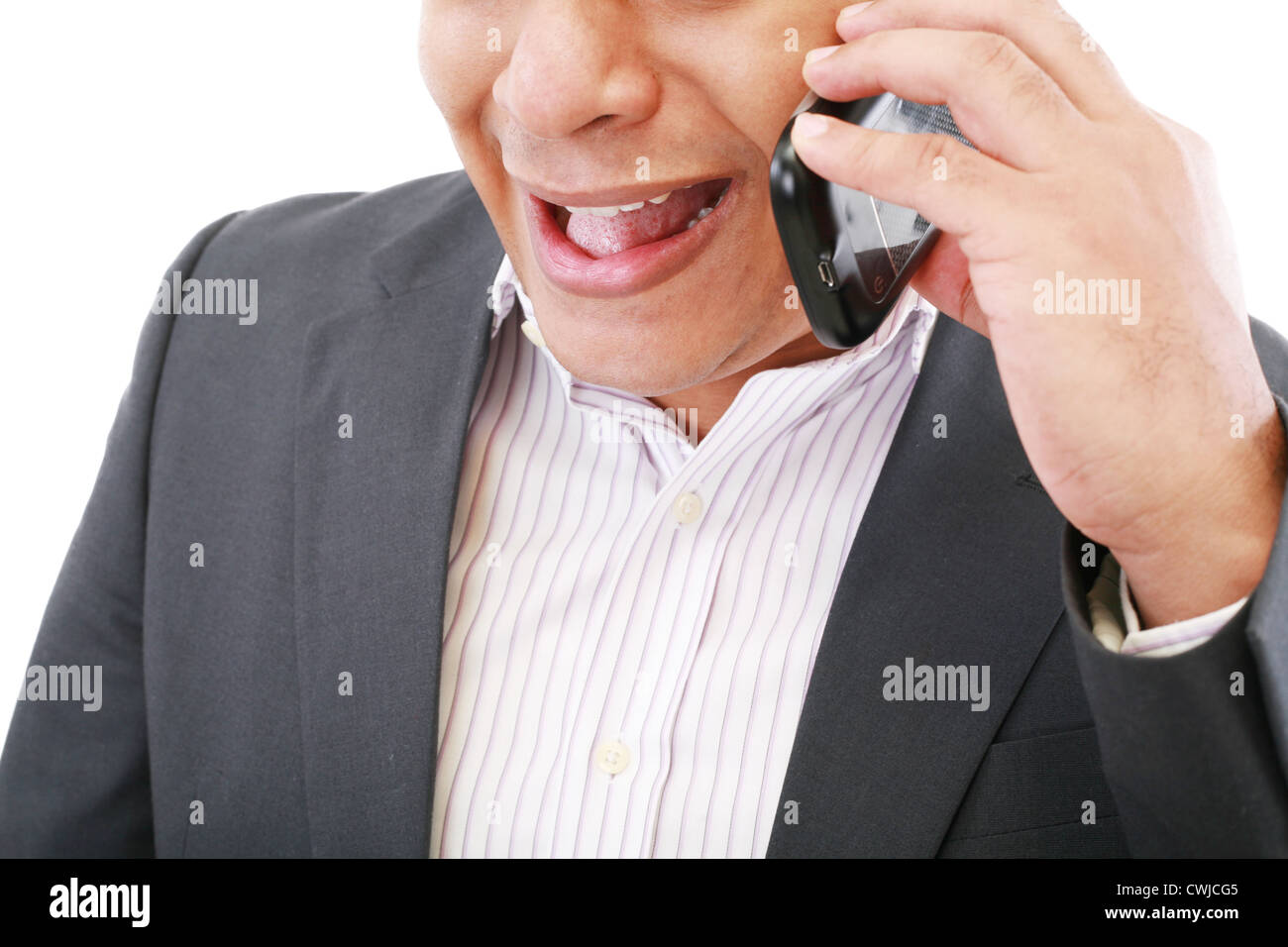 Angry man yelling on white hi-res stock photography and images - Alamy