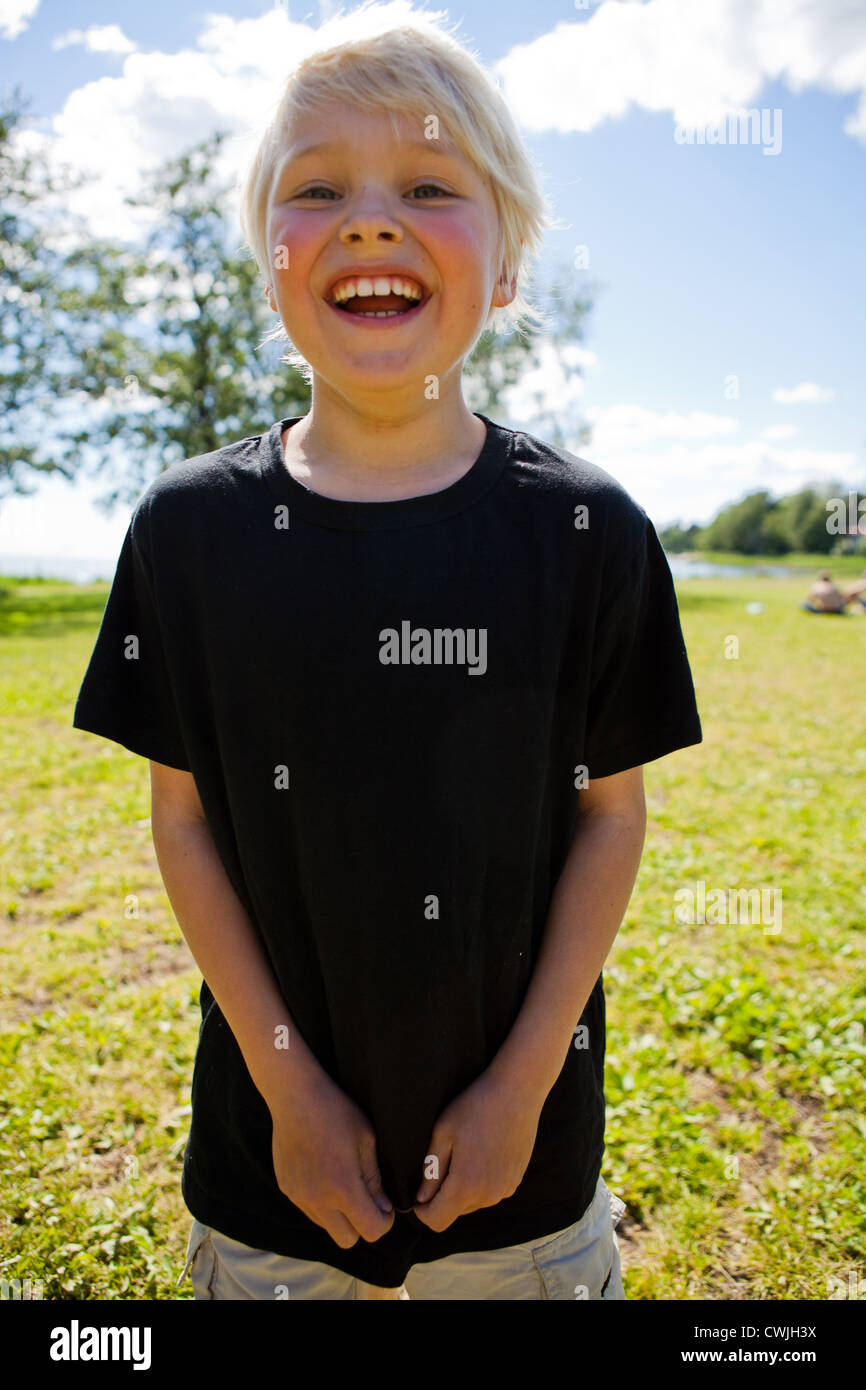 Portrait of a boy outdoors on a beautiful summer day Stock Photo - Alamy